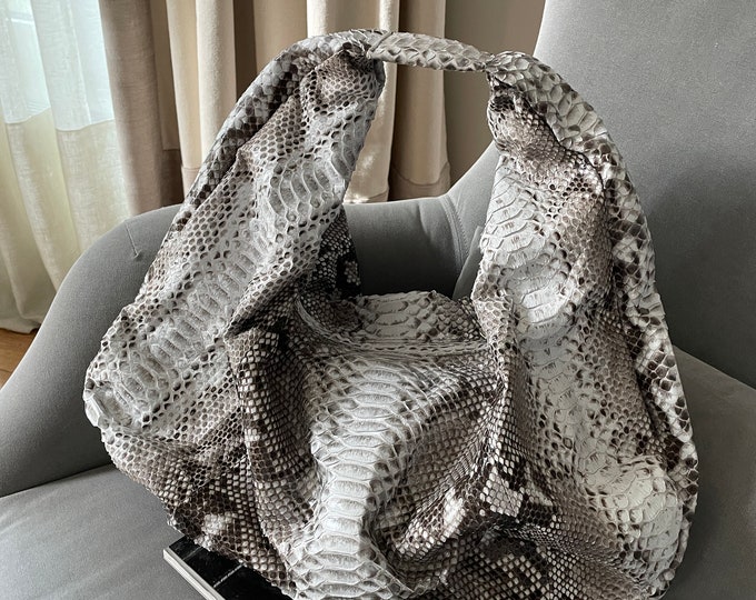 Black Snakeskin Bag Black Python Bag Snakeskin Purse Black Hobo Bag Python Purse Python ...