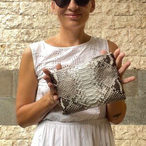 Genuine Python Skin Grey Cosmetic Bag/ Purse Insert Organizer/ Bag ...