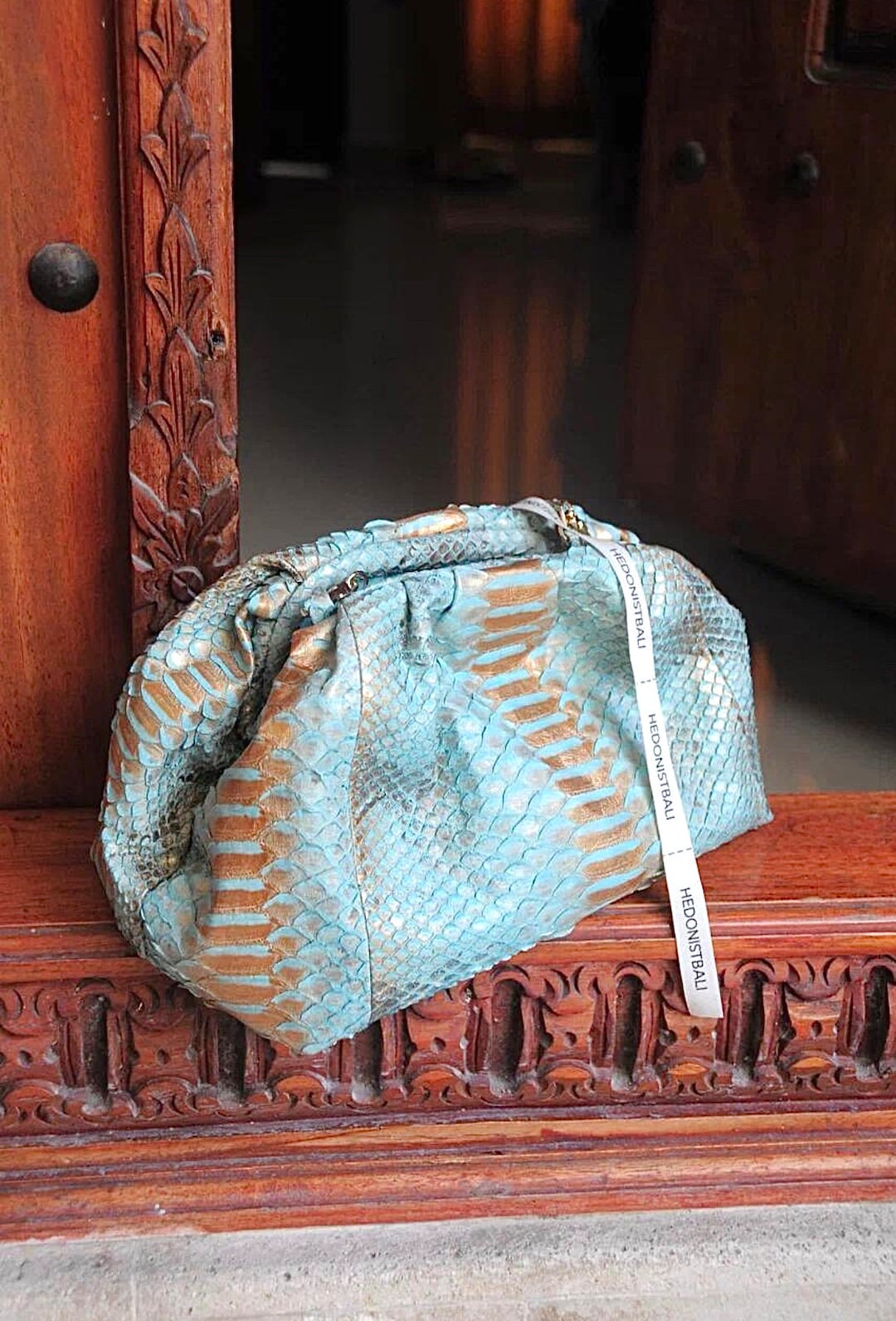Genuine Python Skin Blue Pouch Bag | Exotic Leather Bags | Small Size ...