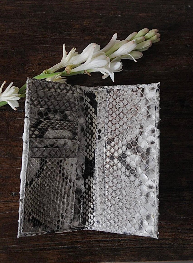 Genuine Python Skin Flat Unisex Gray Uncolored Wallet / Small Money ...