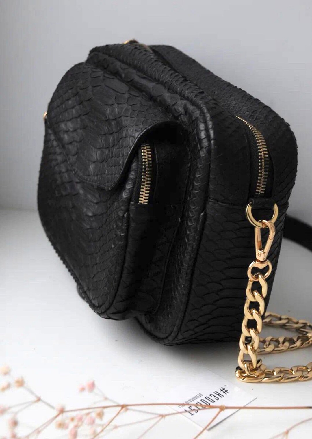 Genuine Python Skin Crossbody Sport Bag With Pocket | Designer Women ...