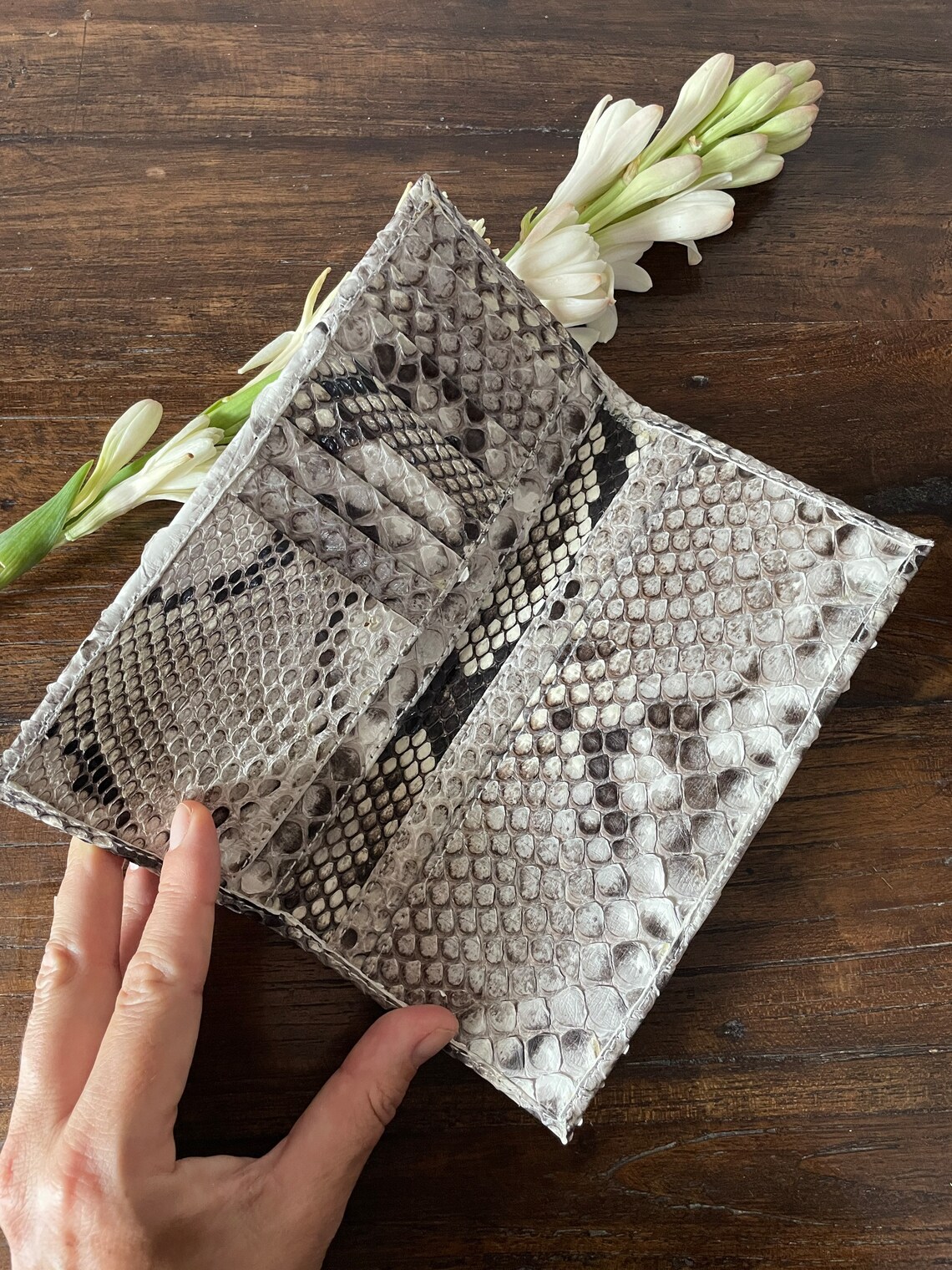 Genuine Python Skin Flat Unisex Gray Uncolored Wallet / Small - Etsy