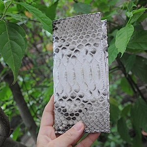 Genuine Python Skin Flat Unisex Gray Uncolored Wallet / Small Money ...