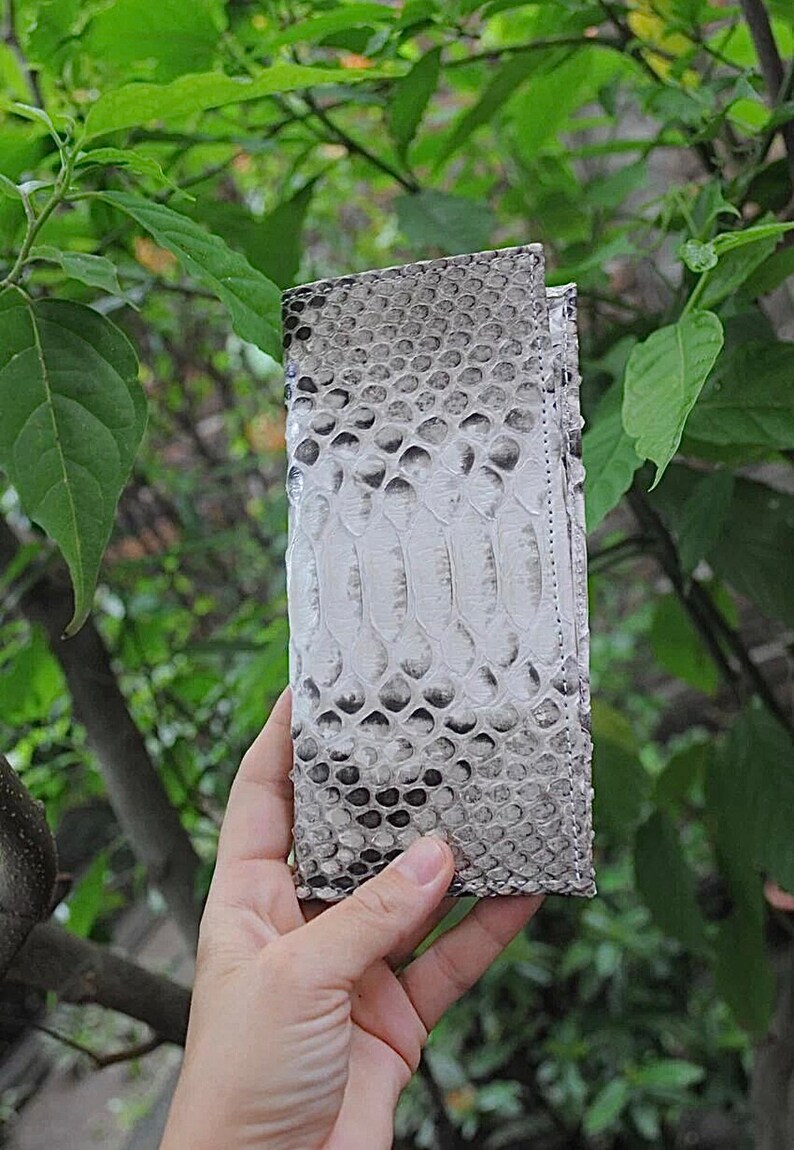 Genuine Python Skin Flat Unisex Gray Uncolored Wallet / Small - Etsy