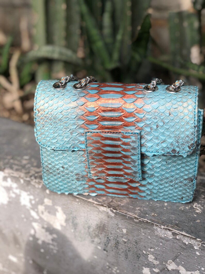 Small Shiny Genuine Python Skin Crossbody Bag Designer - Etsy