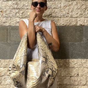 Big Soft Hobo Classy Sport Woman Bag | Purse Genuine Python Skin ...