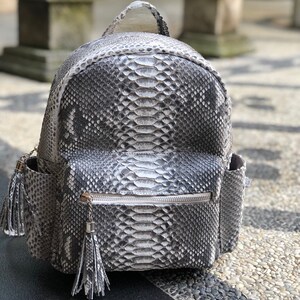 Genuine Python Skin Backpack Grey Woman Classy Elegant Backpack Leather ...