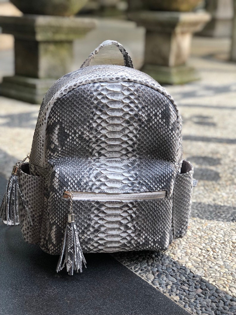 Genuine Python Skin Backpack Grey Woman Classy Elegant - Etsy