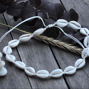 Shell Choker Necklace, Cowrie Chocker, White Shell Adjustable Necklace ...