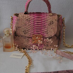 Genuine Python Top Handle Bag / Designer Bag / Exotic Leather Bag ...
