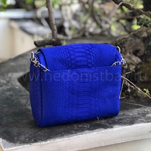 Genuine Python Skin Crossbody Bag | Chain Tassel Electric Blue Bag ...