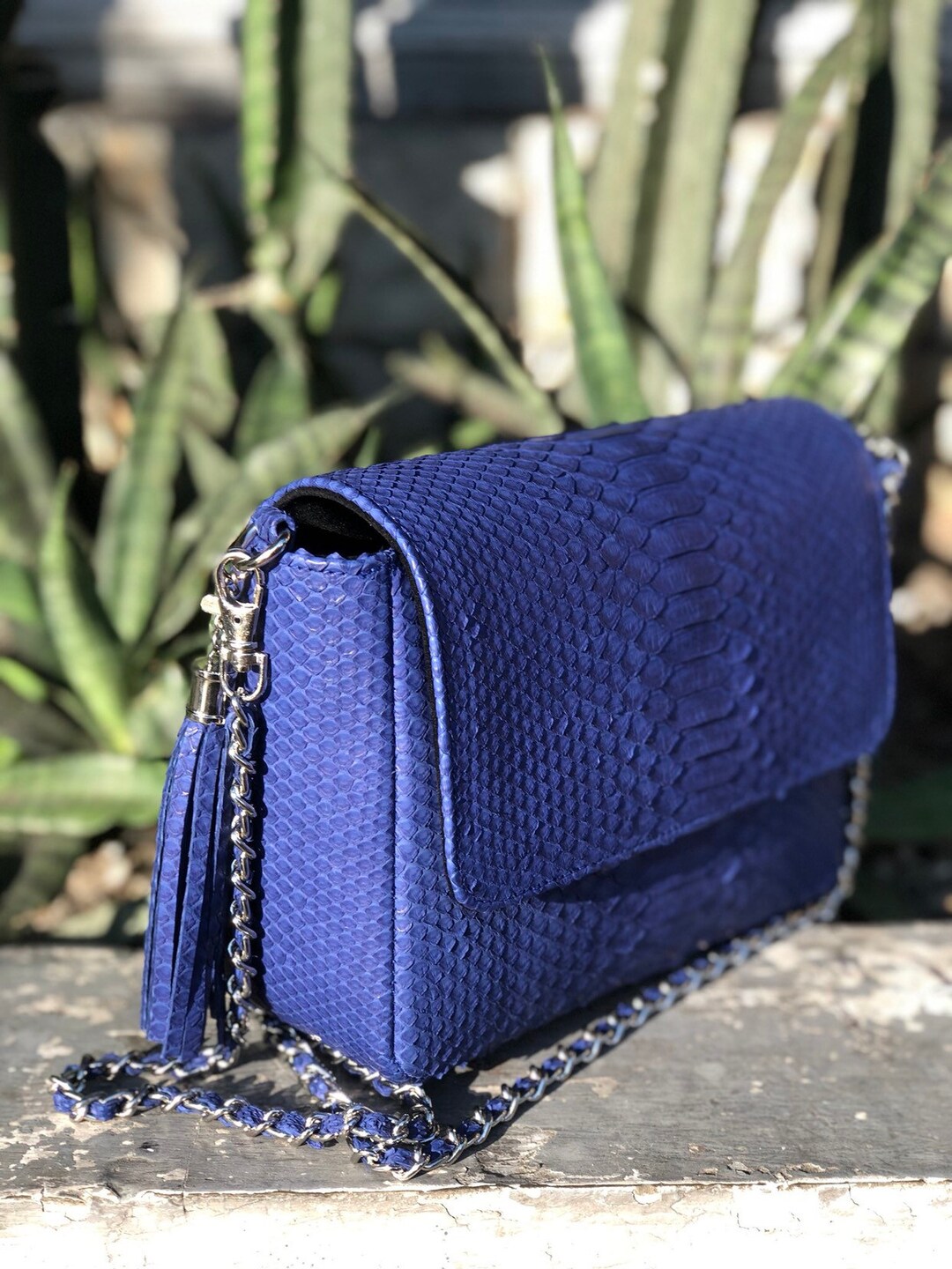 Genuine Python Skin Blue Crossbody Bag | Elegant Classy Leather Snake ...