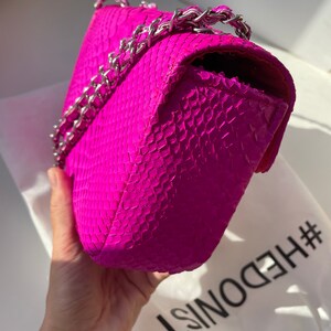 Genuine Python Skin Midi Crossbody Bag Fuchsia Colour, Summer Bright ...