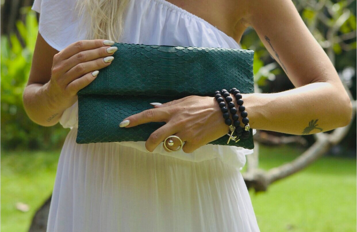 Genuine Python Skin Dark Green Envelope Clutch Classy | Etsy