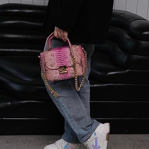 Genuine Python Top Handle Bag / Designer Bag / Exotic Leather Bag ...