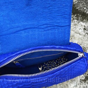 Genuine Python Skin Crossbody Bag | Chain Tassel Electric Blue Bag ...