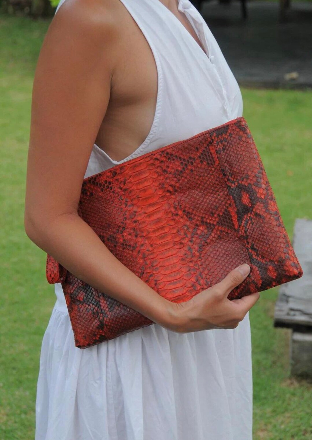 Genuine Pyton Skin Laptop Case Red Bag | Leather Computer Purse ...