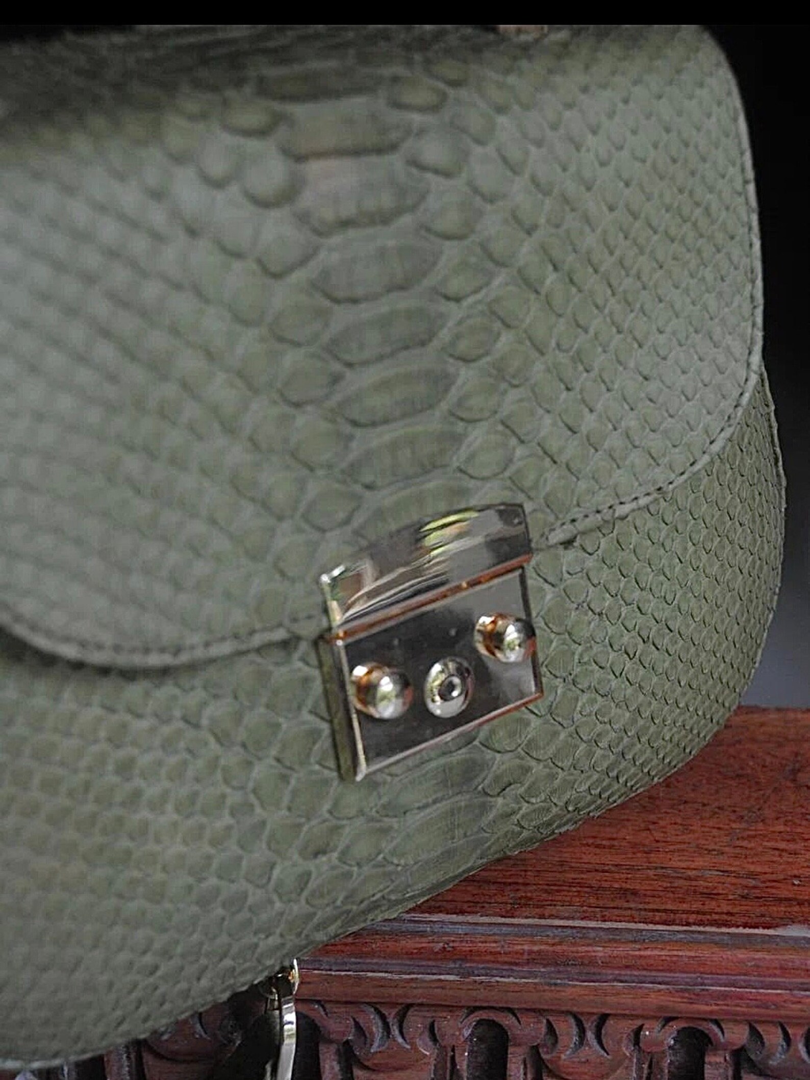 Genuine Python Top Handle Bag / Designer Bag / Exotic Leather Bag ...