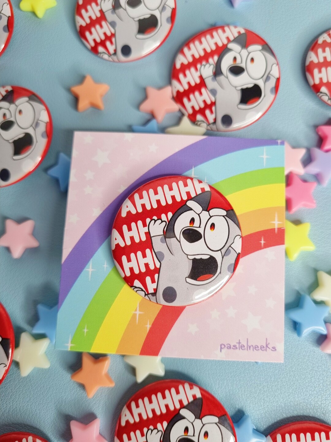 Muffin From Bluey Screaming AHHHHHH Button Badge - Etsy