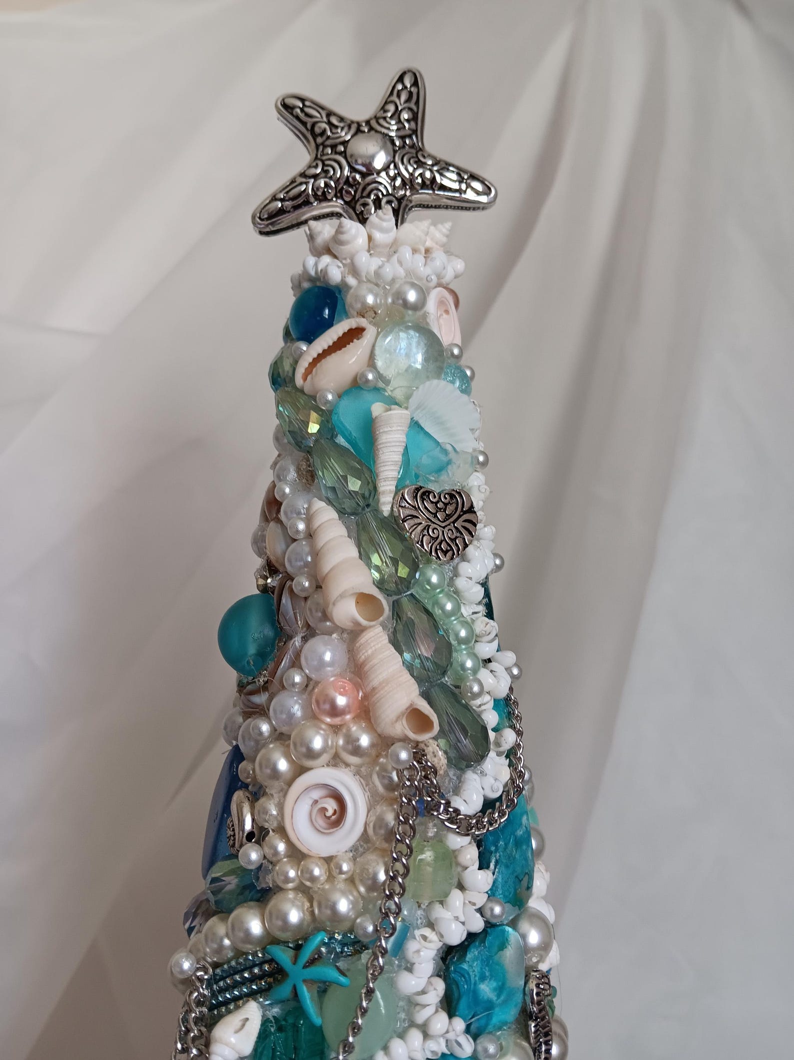 Seashell Tree, Turquoise Jeweled Shell Tree Coastal Seashell Tree Beach ...