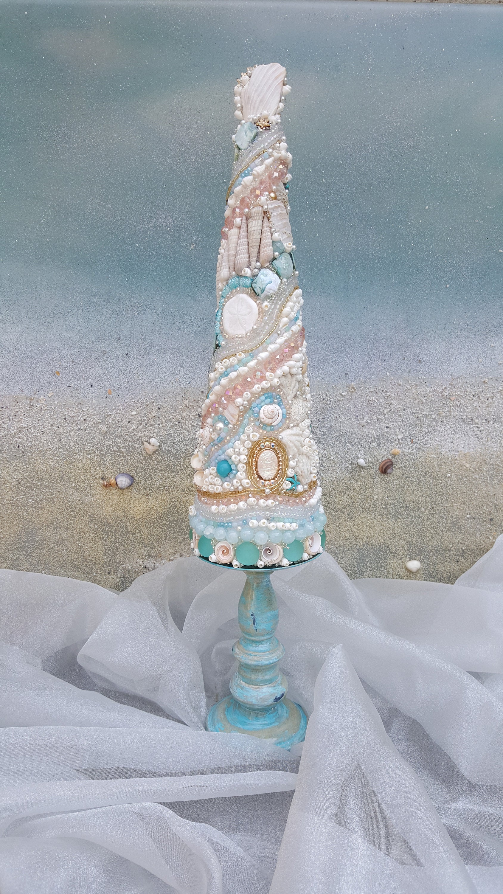 Seashell Tree Pastel Jeweled Shell Tree Coastal Seashell - Etsy