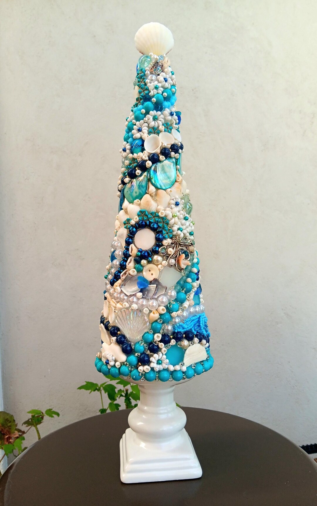 Seashell Tree, Shell Flower Jeweled Shell Tree | Coastal Seashell Tree ...
