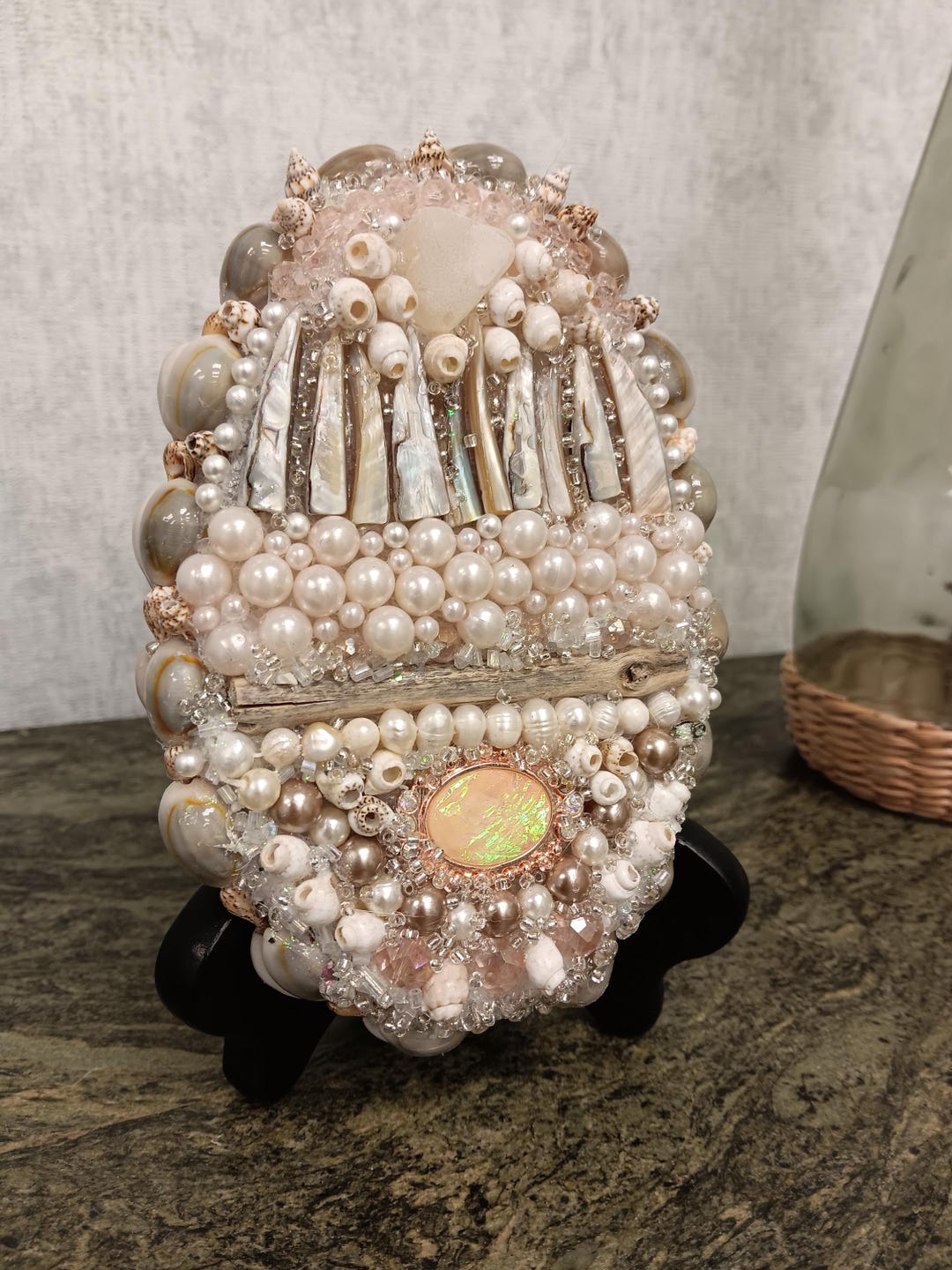 Easter Egg Seashell Art, Framed Seashell Art, Seashell Art, Coastal ...