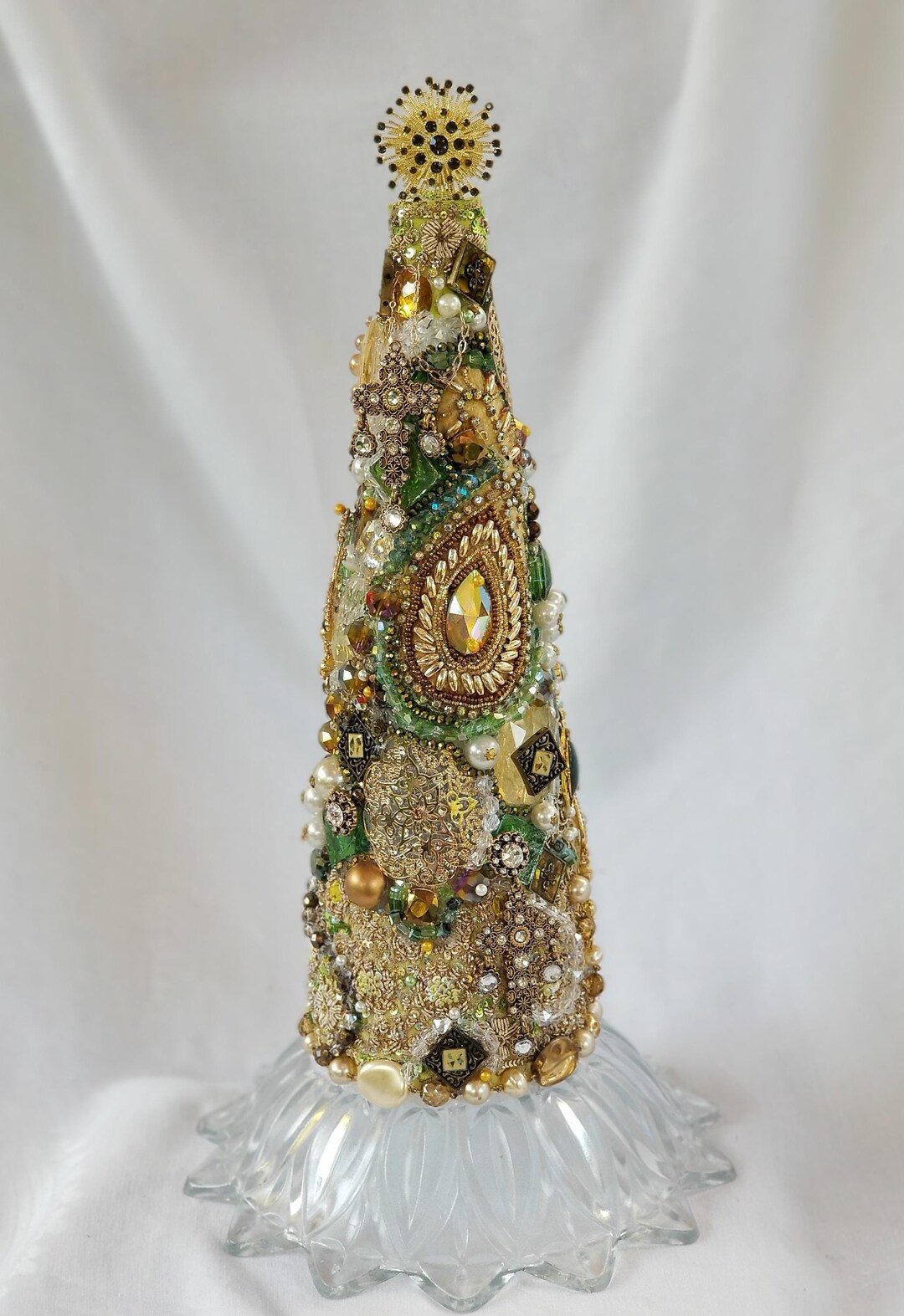 Green Jeweled Tree, Christmas Tree, Decorative Holiday Tree, Bejeweled ...