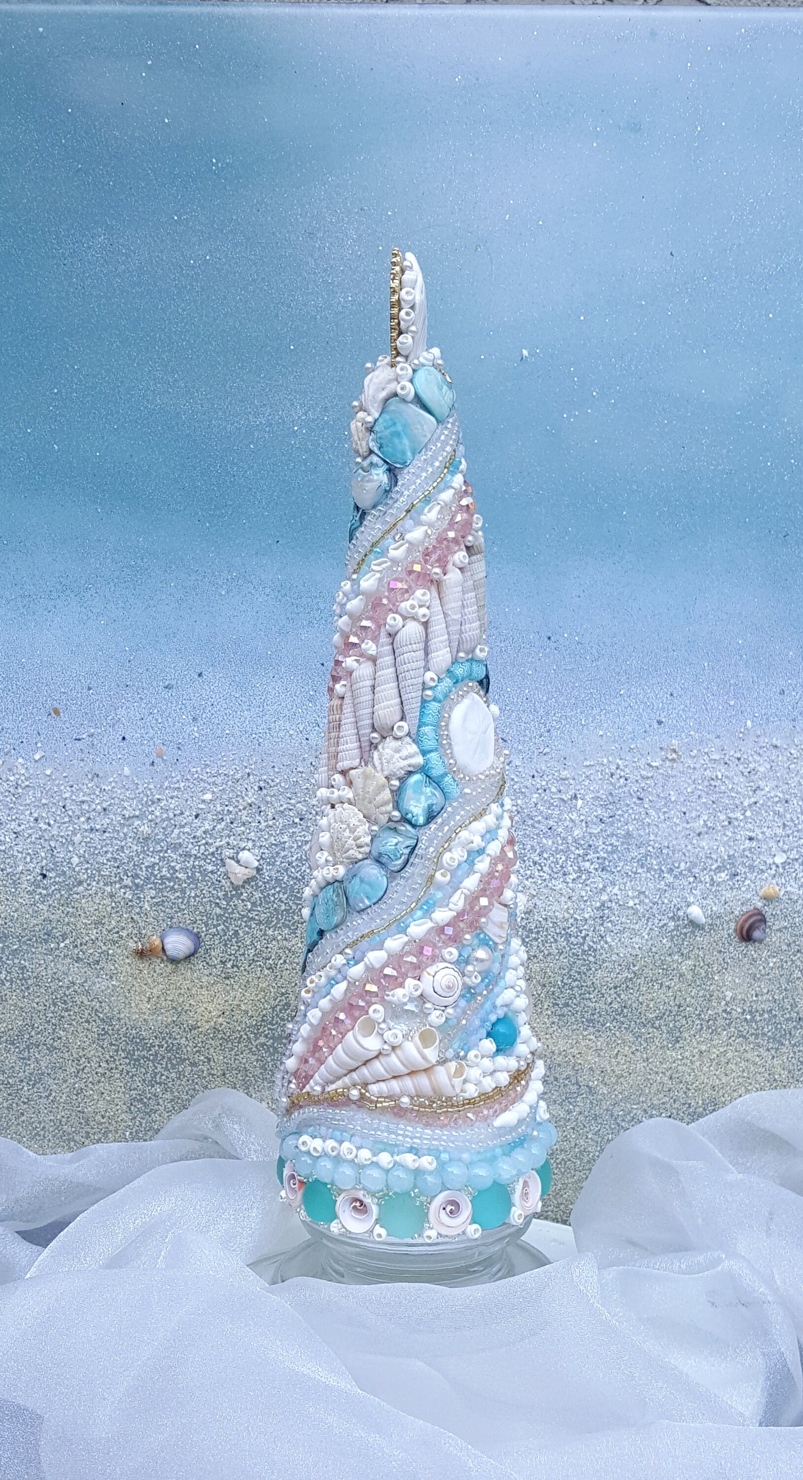 Seashell Tree Pastel Jeweled Shell Tree Coastal Seashell - Etsy