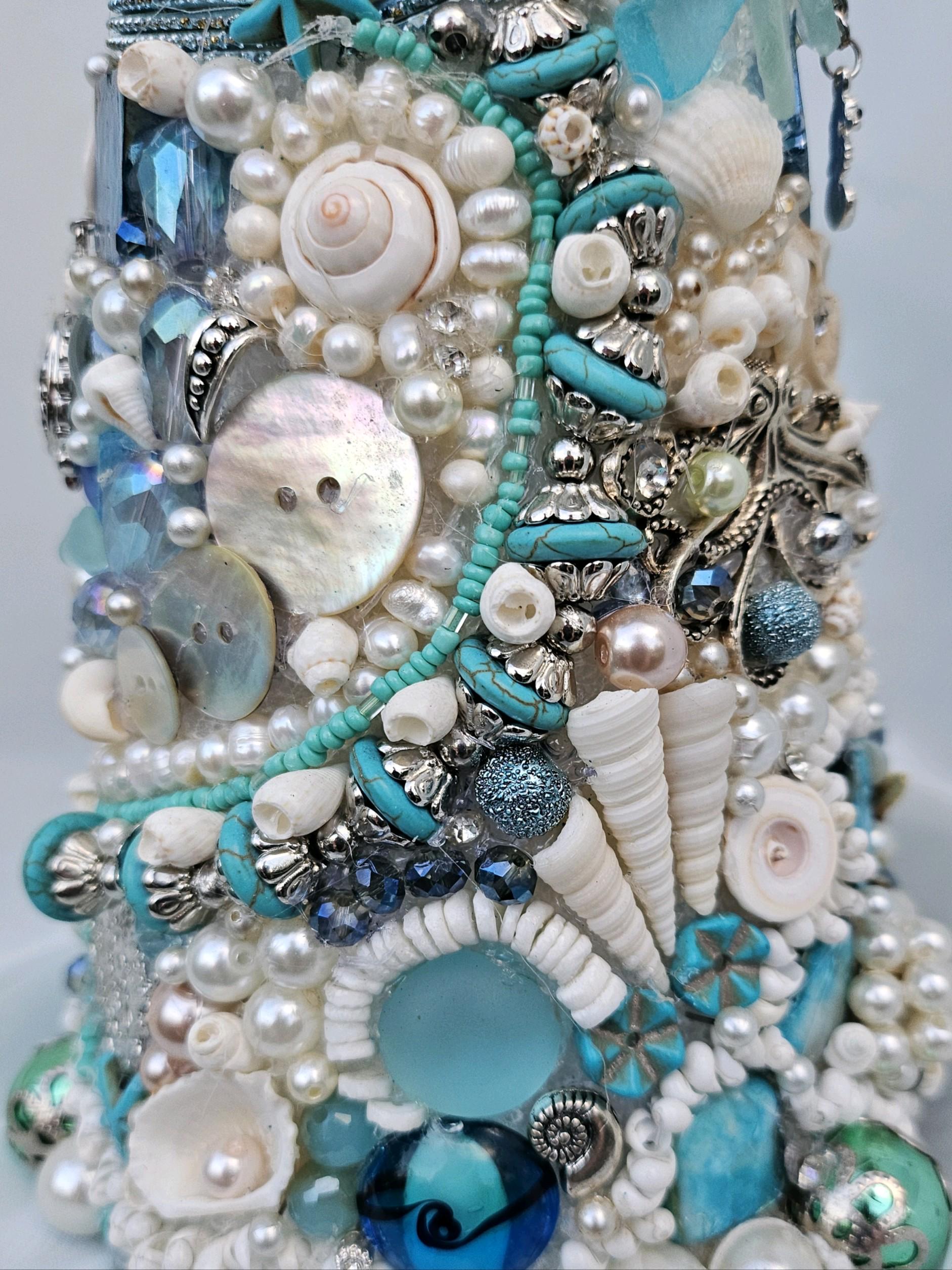 Seashell Tree, Turquoise Jeweled Shell Tree Coastal Seashell Tree Beach ...