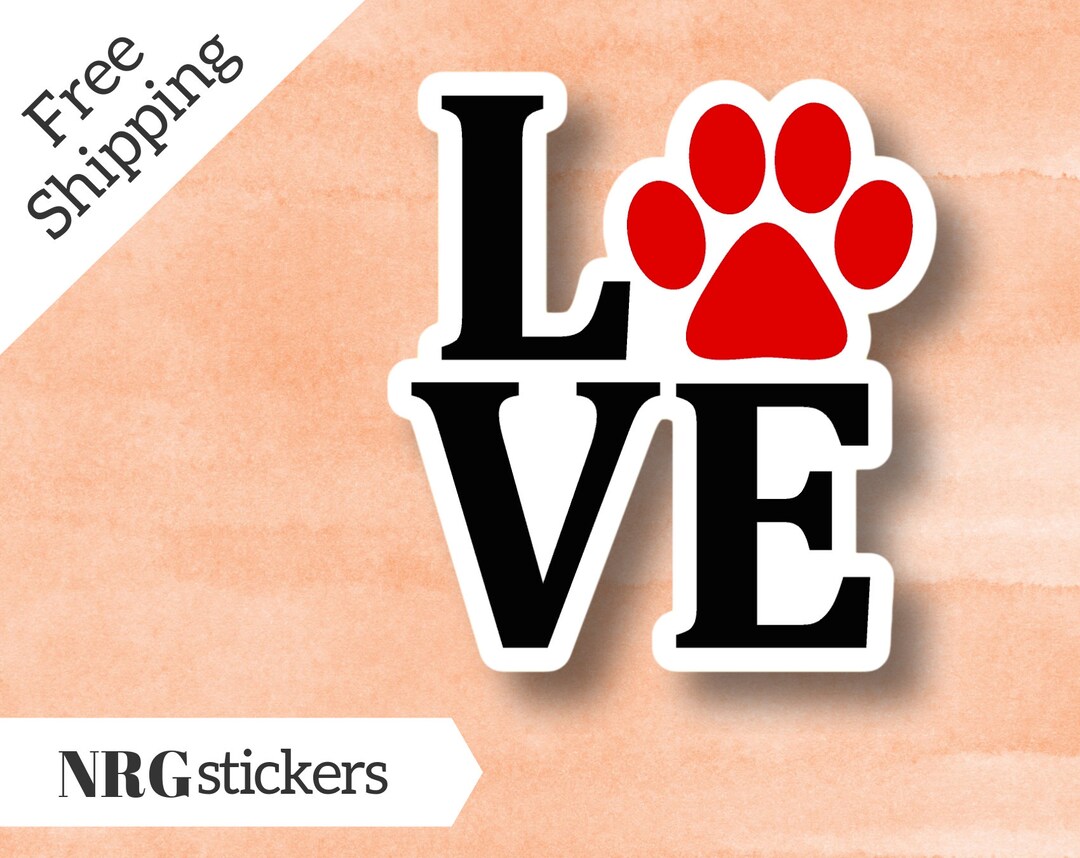 Love Dog Paw Print Vinyl Sticker Paw Print Pet Gifts Dog Sticker Dog ...