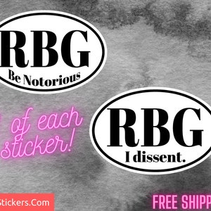 RBG 4 Small Oval Pack 4 Stickers Included RBG Vinyl - Etsy
