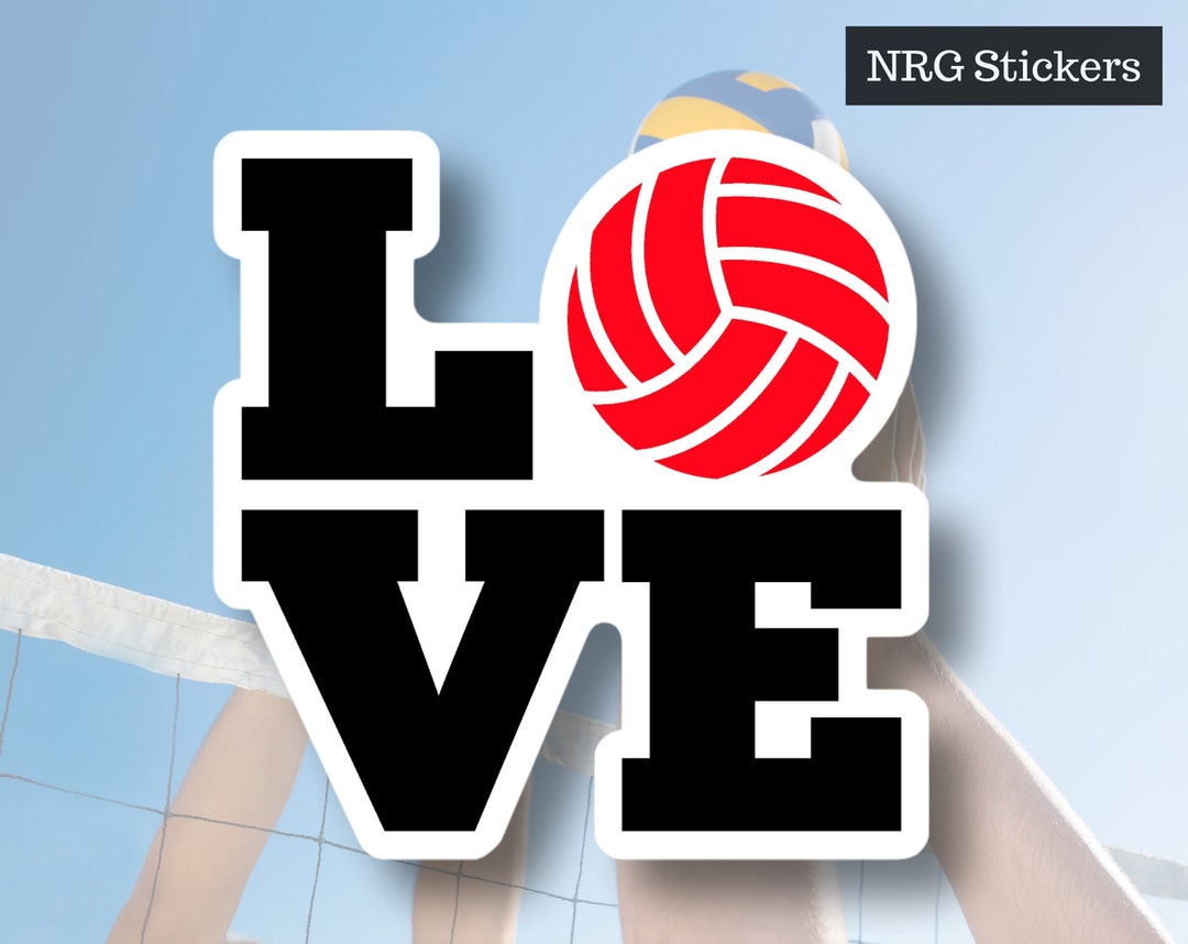 Love Volleyball Vinyl Sticker, Volleyball Sticker, Volleyball Gift ...