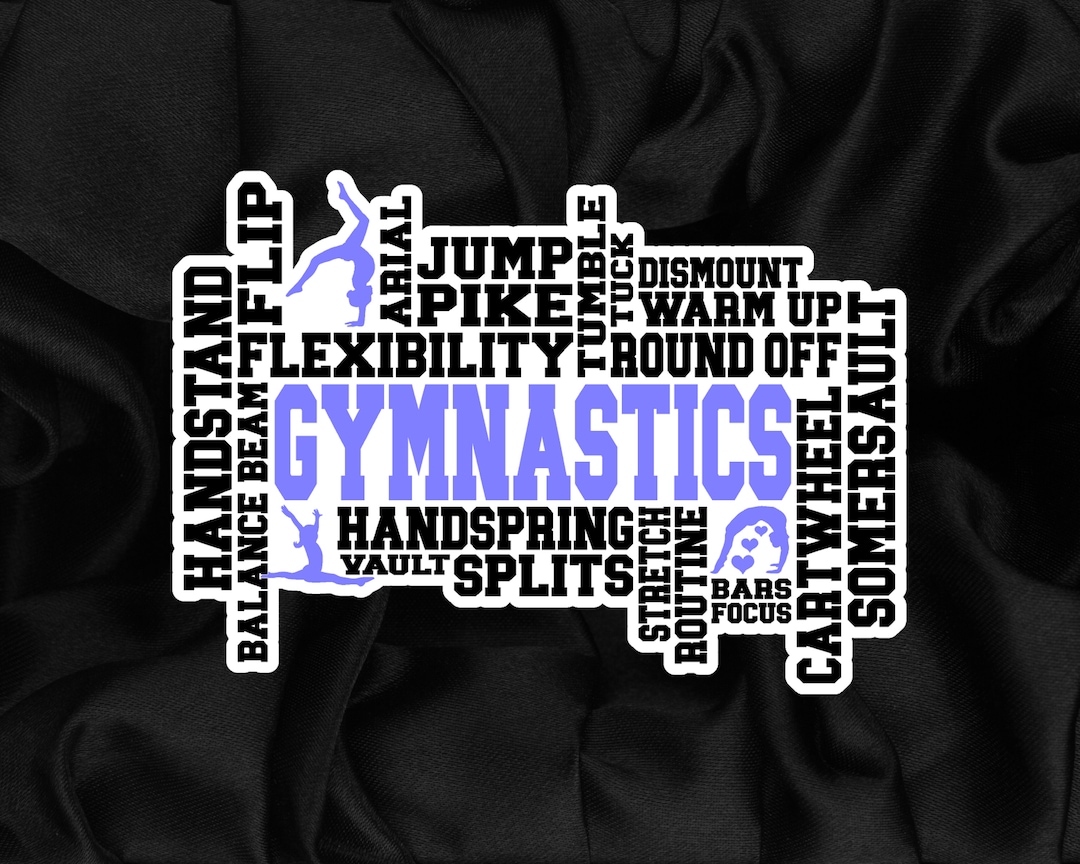 Gymnastics Word Art Vinyl Sticker, Gymnastics Stickers, Gymnastics Gift ...