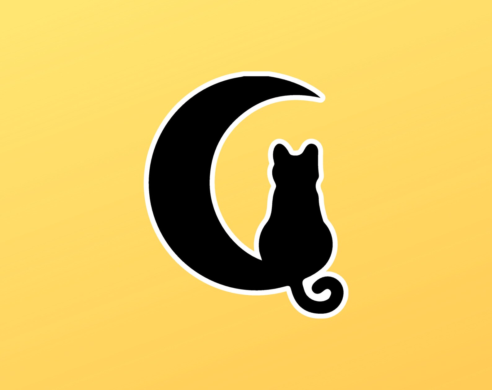 Cat and Half Moon Vinyl Sticker Cat Sticker Cat Gift Cat - Etsy