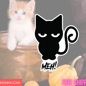 Meh Cat Vinyl Sticker, Cat Gift, Cat and Animal Lover Gift, Kitty ...