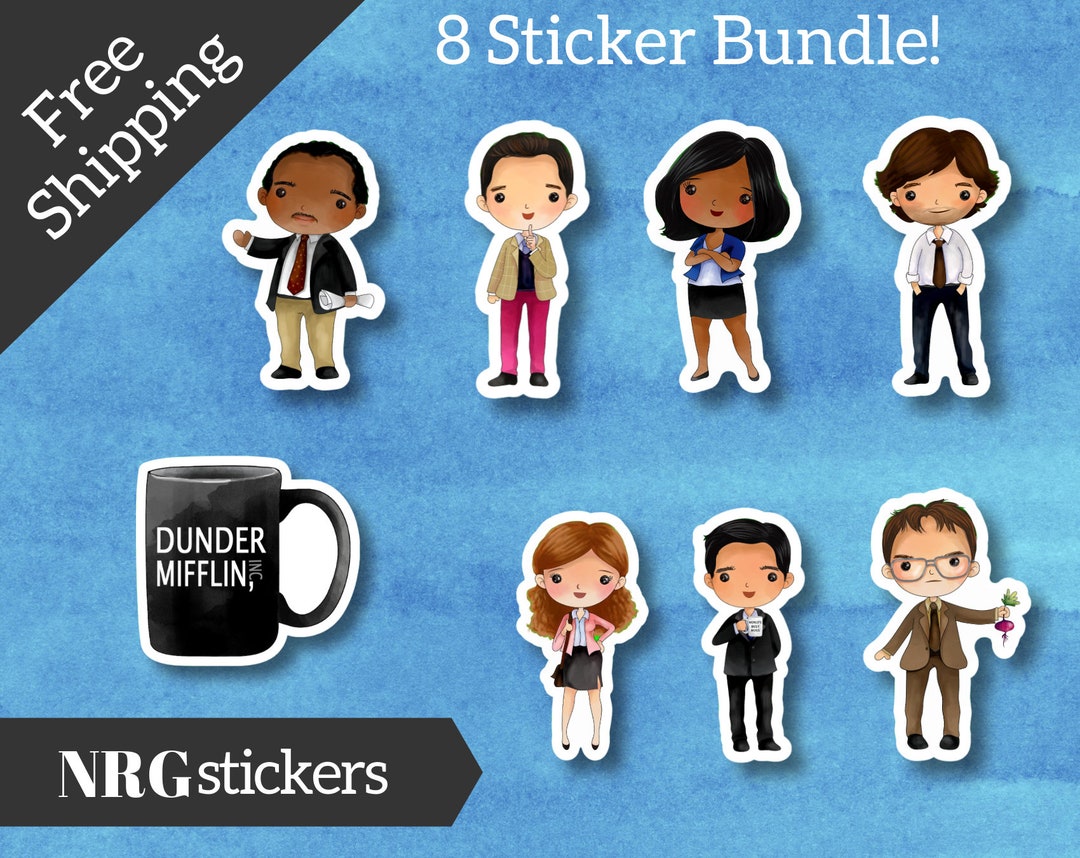 The Office Sticker Vinyl Sticker Pack, 8 Vinyl Stickers, Hand Drawn the ...