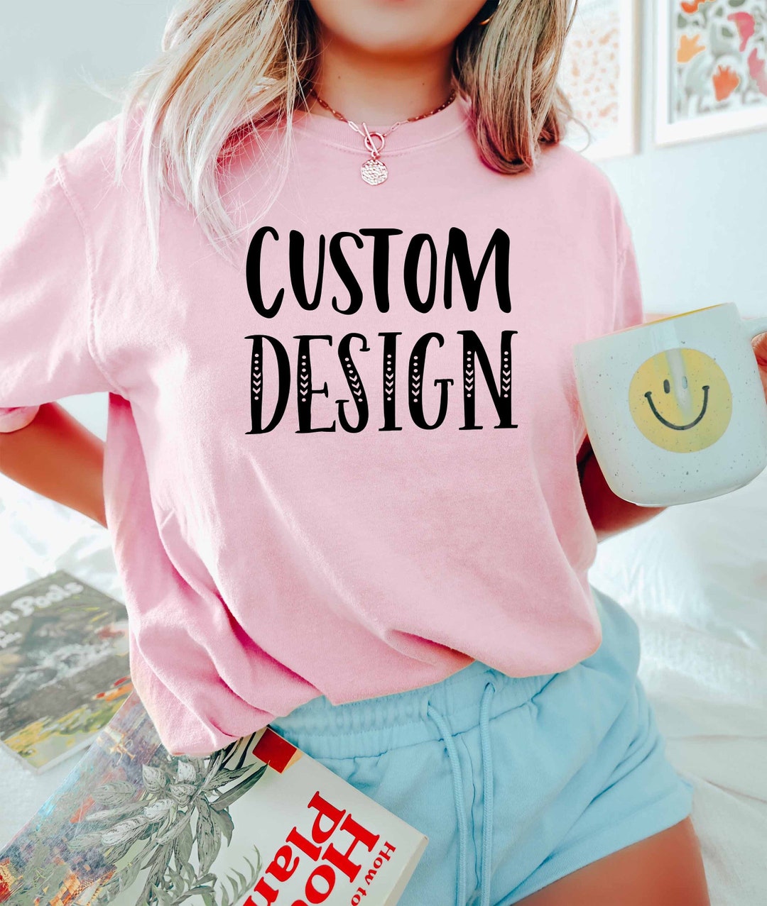 Comfort Colors Custom Shirt, Custom Designed Pink Tees, Oversized Tees ...