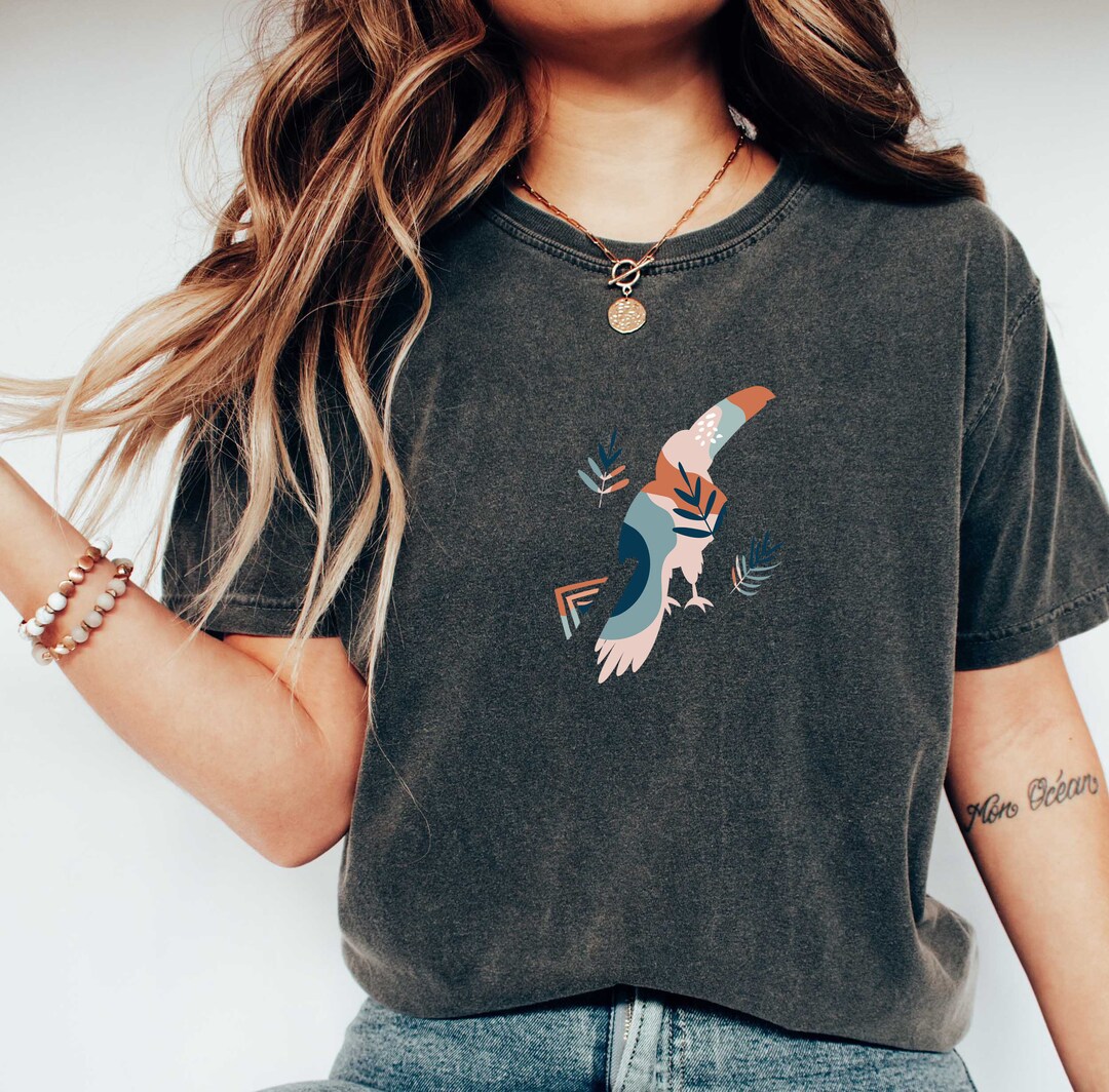 Comfort Colors Boho Shirt, Boho Bird Gift, Colorful Toucan, Comfort ...