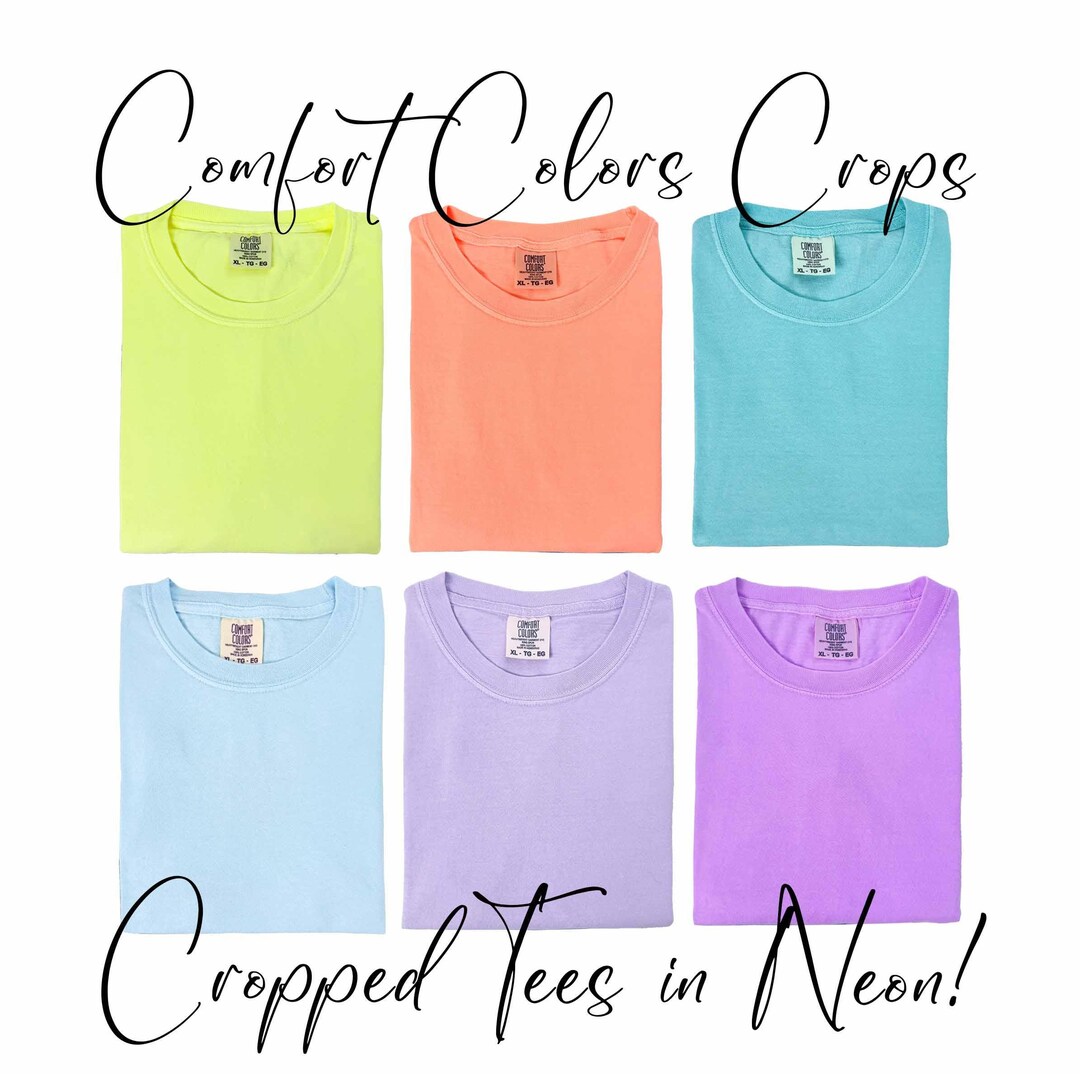Comfort Colors Neon Crop Tees, Boxy Cropped Neon Tshirts Blank , Soft ...