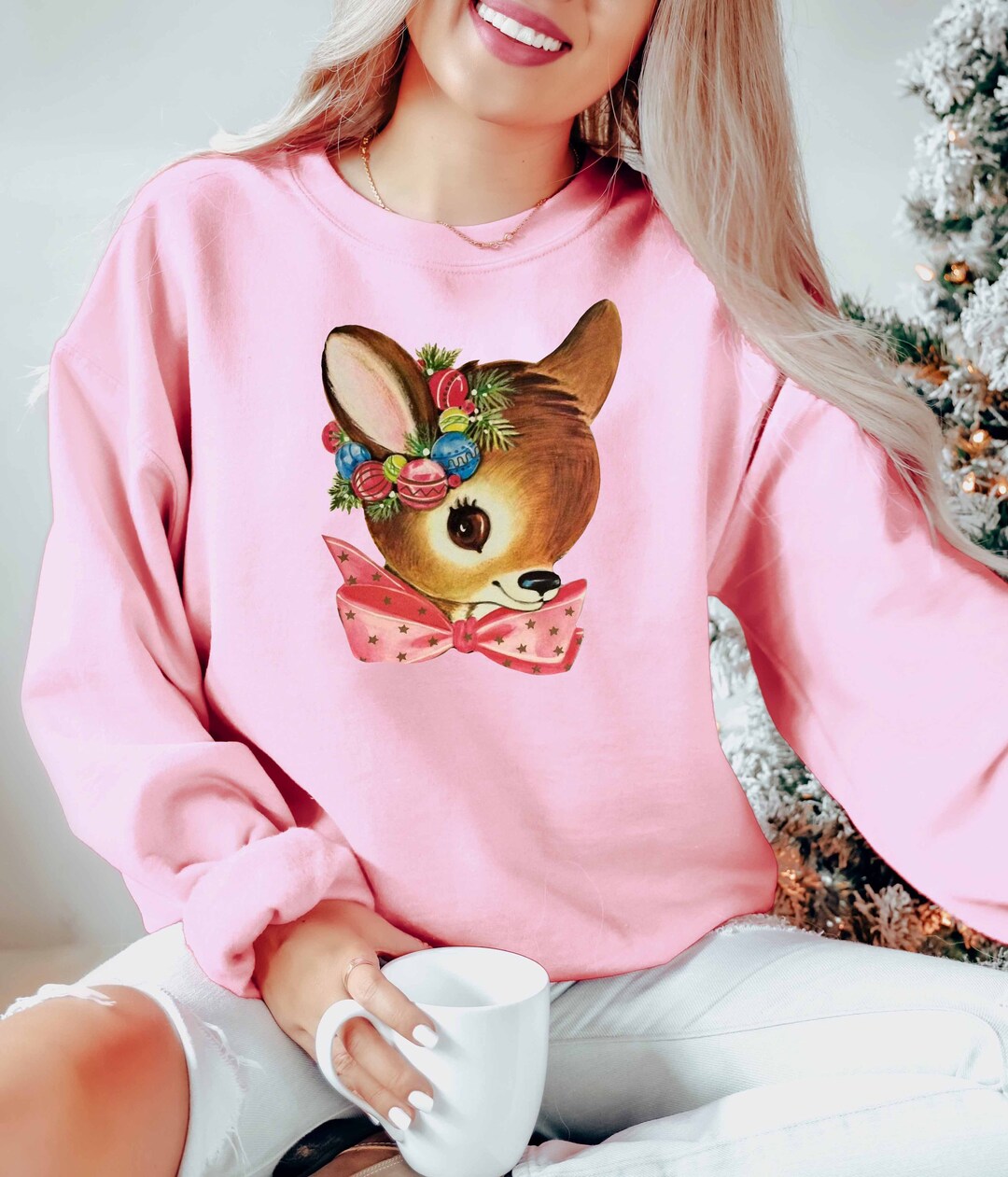 Retro Reindeer Sweatshirt, Reindeer Christmas Sweatshirt, Classic ...