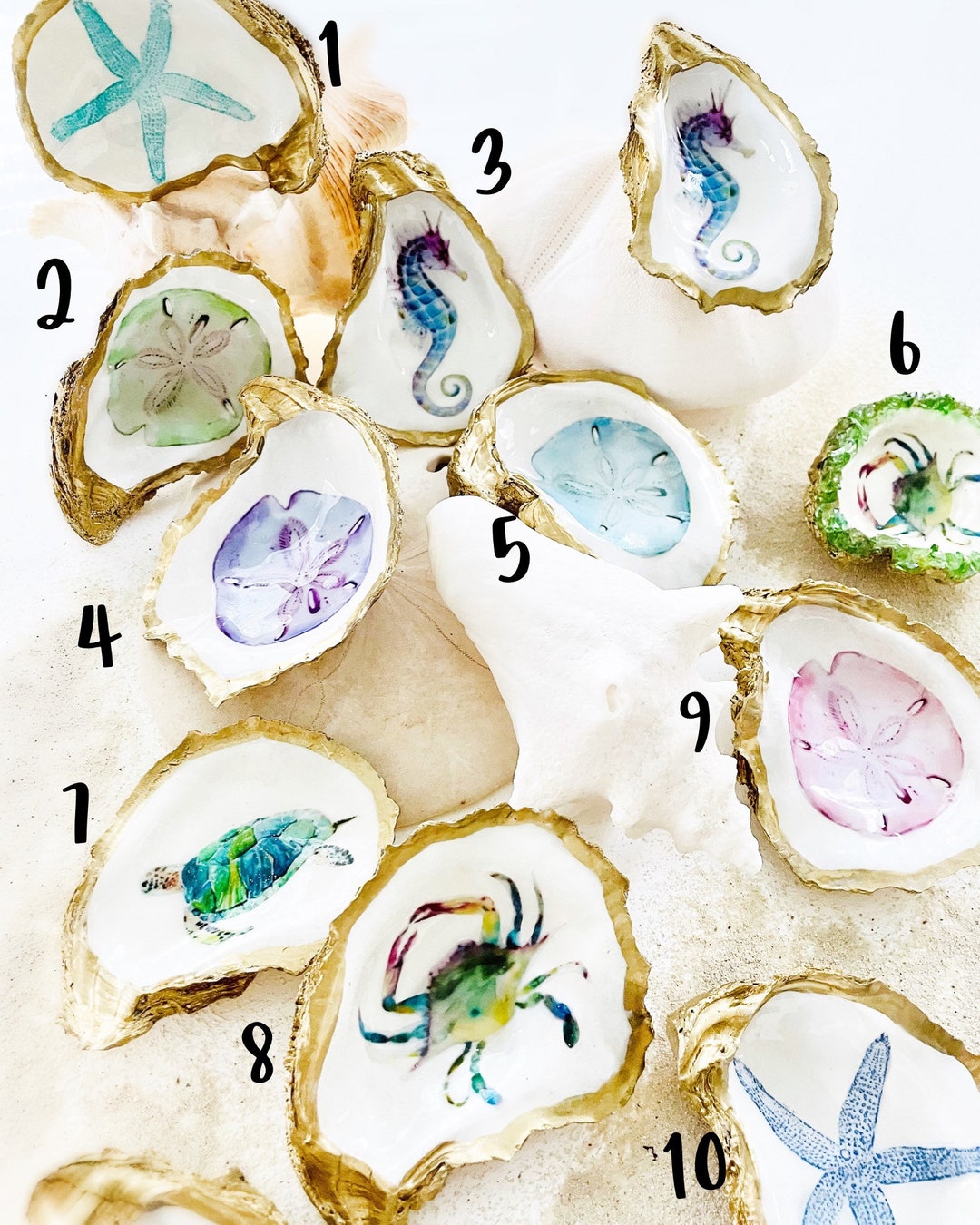 Golden Decoupage Oysters - Under the Sea Trinket Dish Ring Dish ...