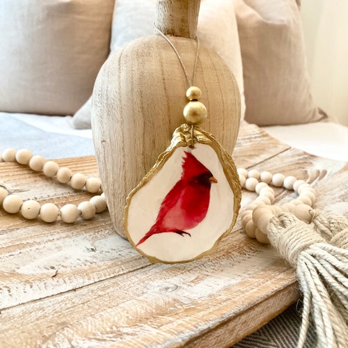 Oyster Shell Cardinal Ornament - Etsy