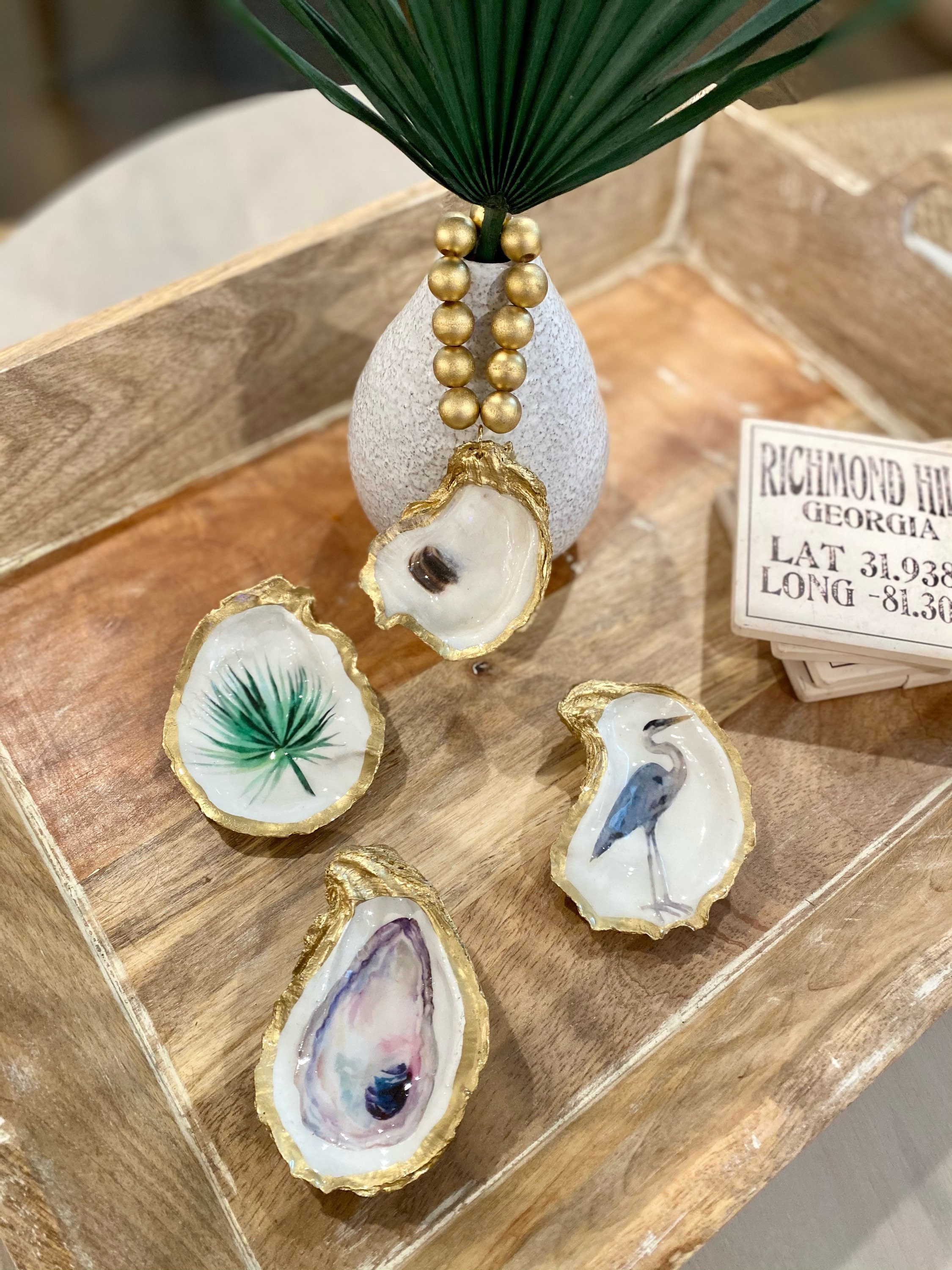 Golden Decoupage Oysters Coastal Marsh Decor OR Ornaments - Etsy