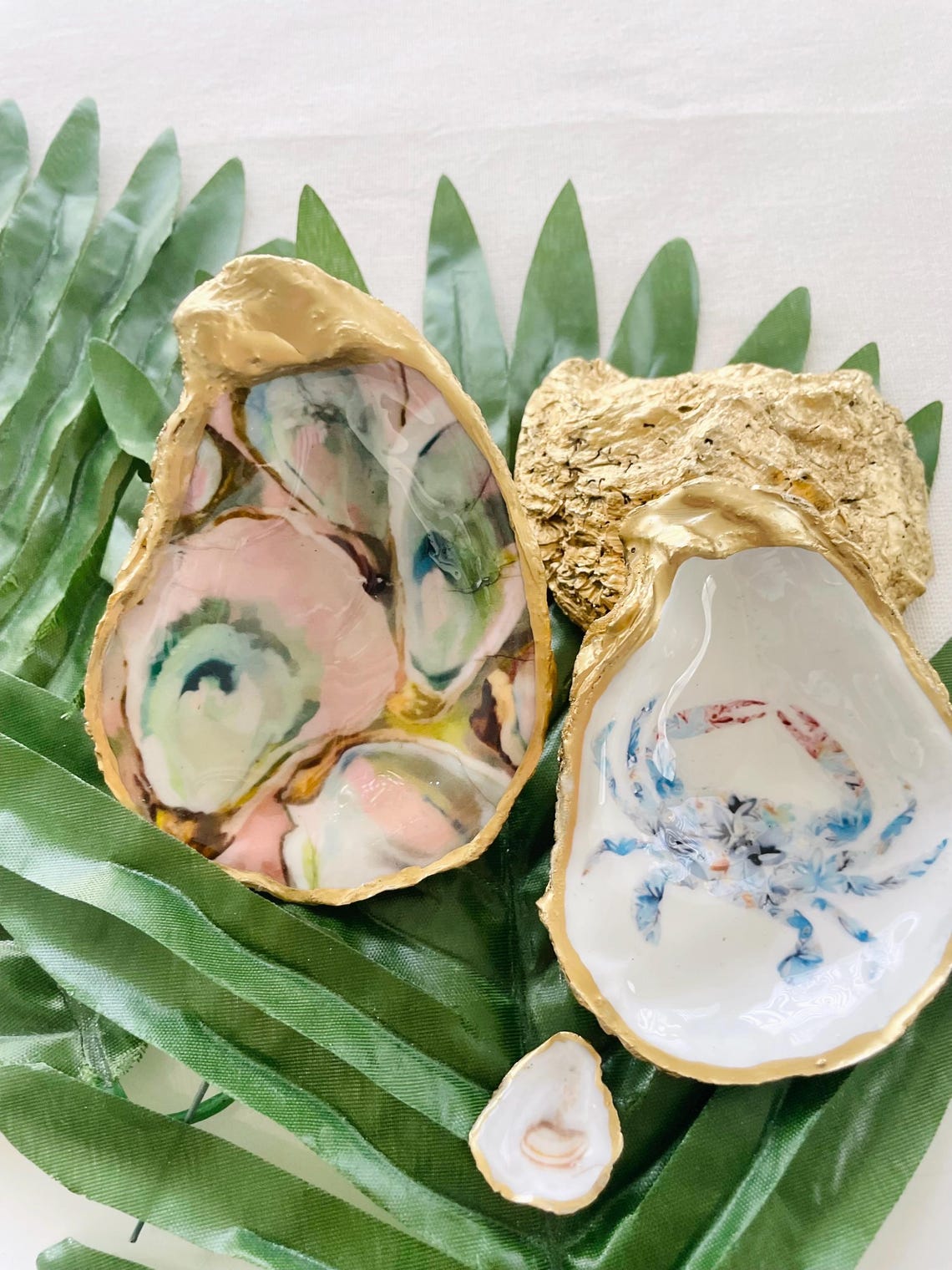 Golden Decoupage Oyster - Oyster Decor, Interior Design, Coastal, Crab ...