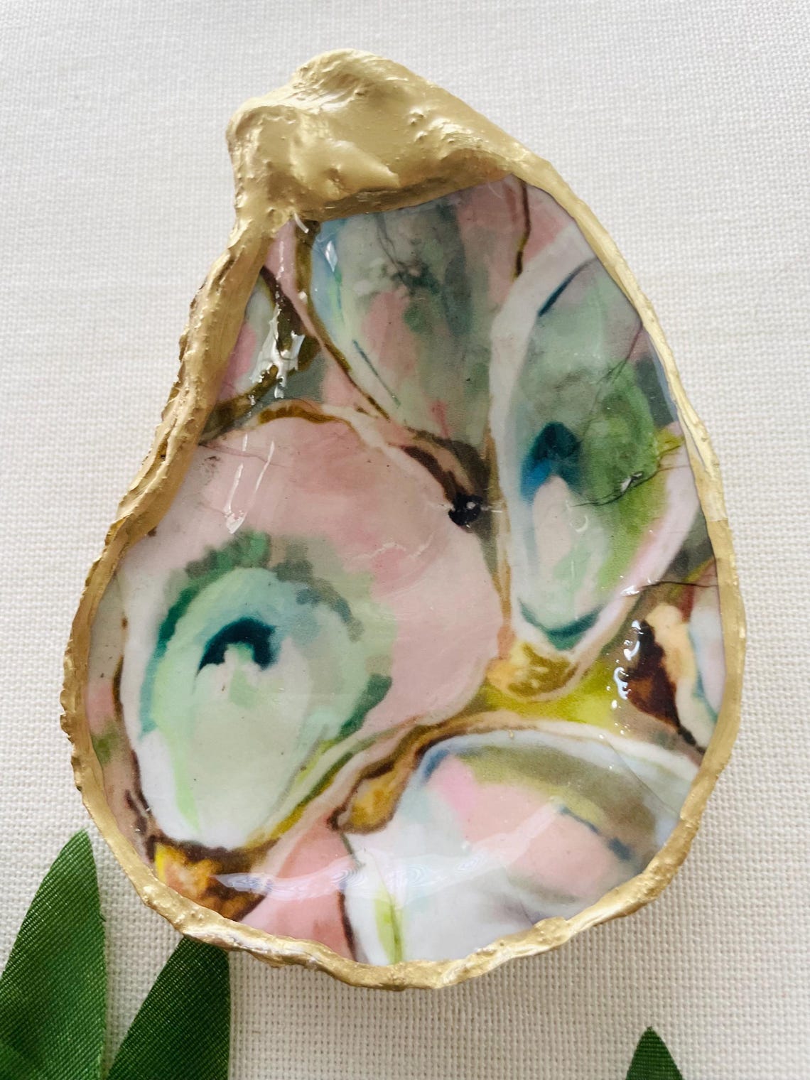 Golden Decoupage Oyster - Oyster Decor, Interior Design, Coastal, Crab ...