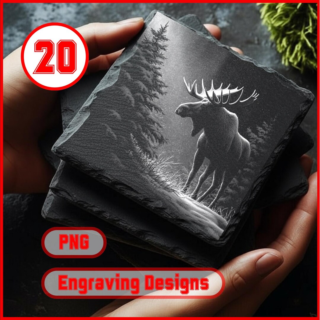 20 Majestic Moose Laser Engraving Designs for Slate Coasters - PNG ...