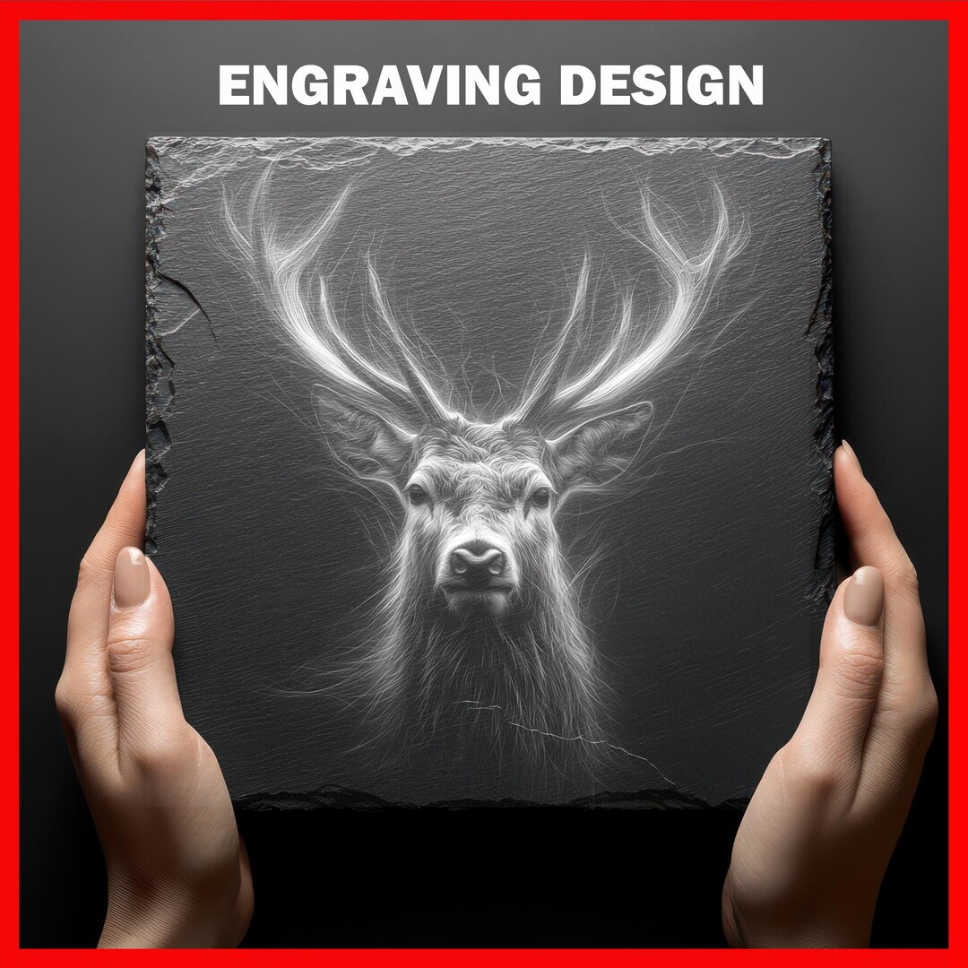 Majestic Elk Slate Engraving Elegant Wildlife Art Design Digital ...