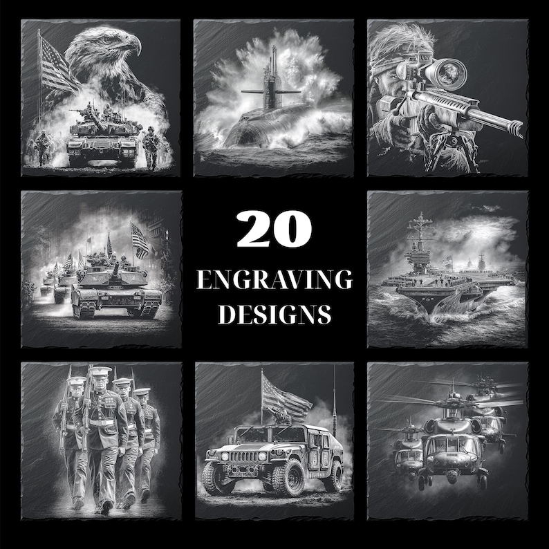 20 Patriotic Forces American Military Strength Laser Engraving Set ...