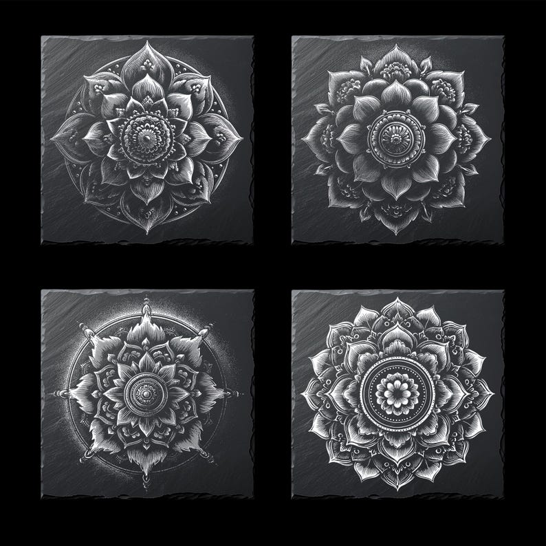 Mandala Flower Slate PNG Slate Laser Burn Bundle, Engrave File, Slate ...